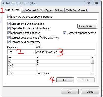A tip of using AutoCorret to input names quickly | wmfexcel
