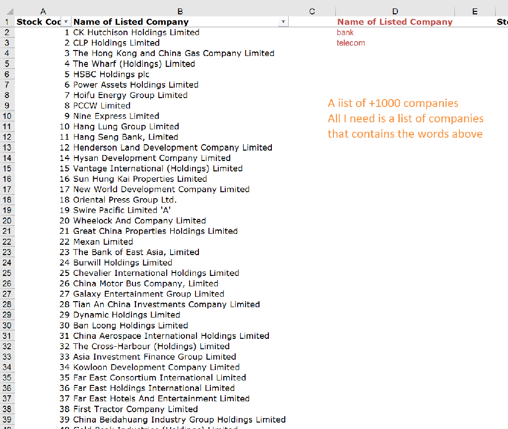 Filter a list of items from a long long list | wmfexcel