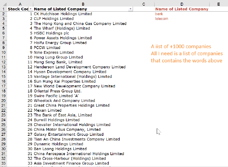 Filter a list of items from a long long list | wmfexcel