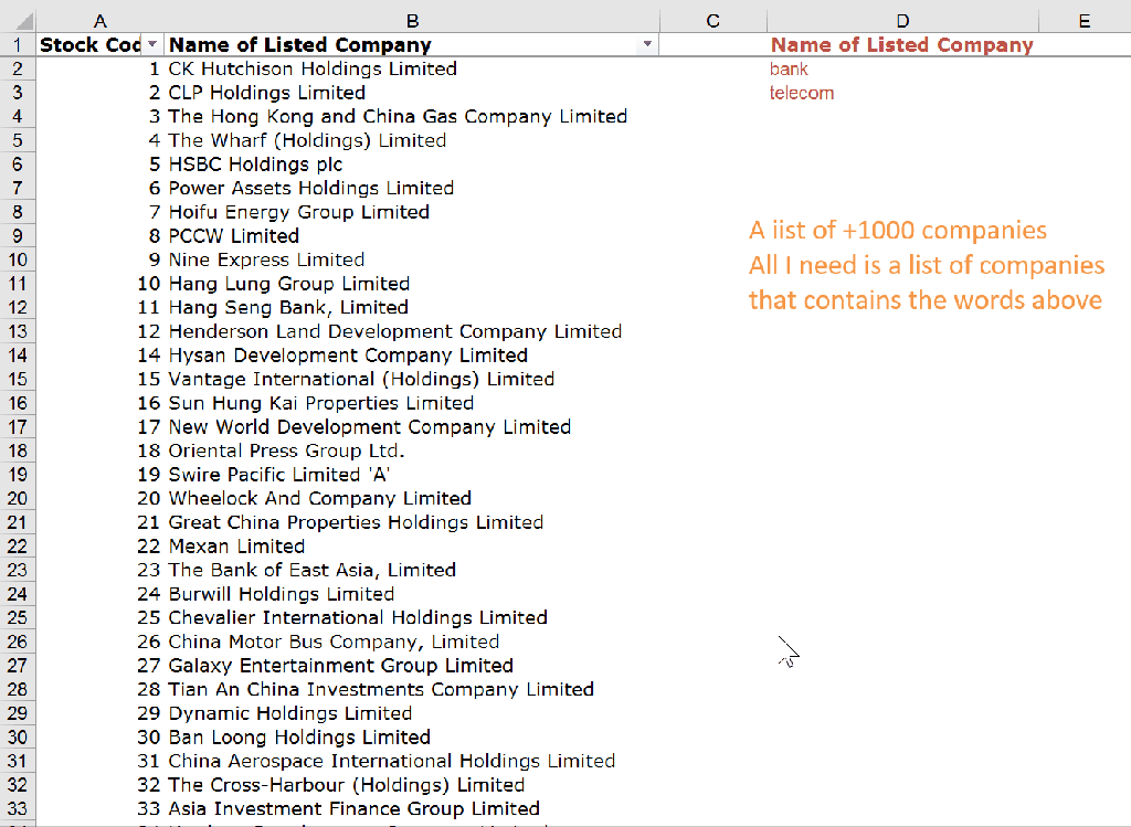 Filter a list of items from a long long list | wmfexcel