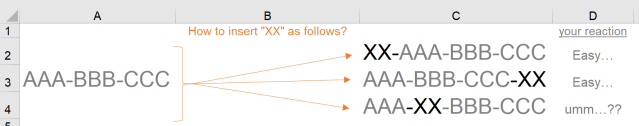 Insert a text string into a specific position of another text string in ...