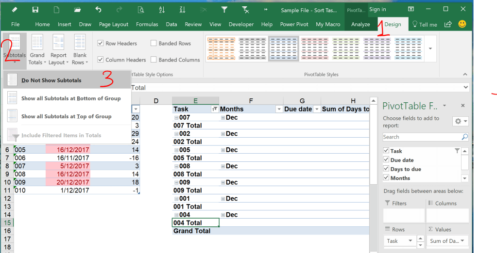 Get a list of pending tasks and sort by due dates | wmfexcel