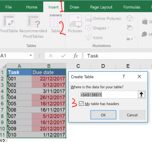 Get a list of pending tasks and sort by due dates | wmfexcel