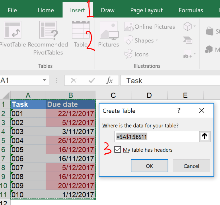 Get a list of pending tasks and sort by due dates | wmfexcel