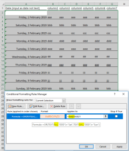 Highlight weekends and holidays using Conditional Formatting in #Excel Part 2 | wmfexcel