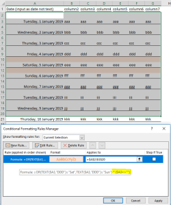 Highlight weekends and holidays using Conditional Formatting in #Excel ...