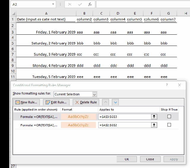 Highlight weekends and holidays using Conditional Formatting in #Excel Part 2 | wmfexcel