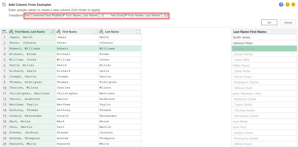 Add Column From Examples with #Excel Power Query | wmfexcel